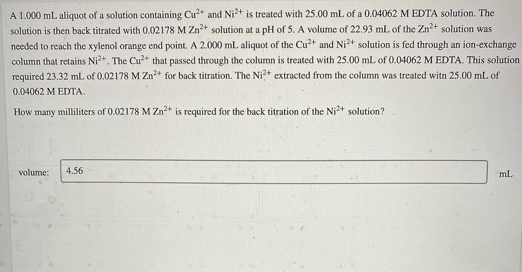 Solved A 1.000 mL aliquot of a solution containing Cu2+ and | Chegg.com