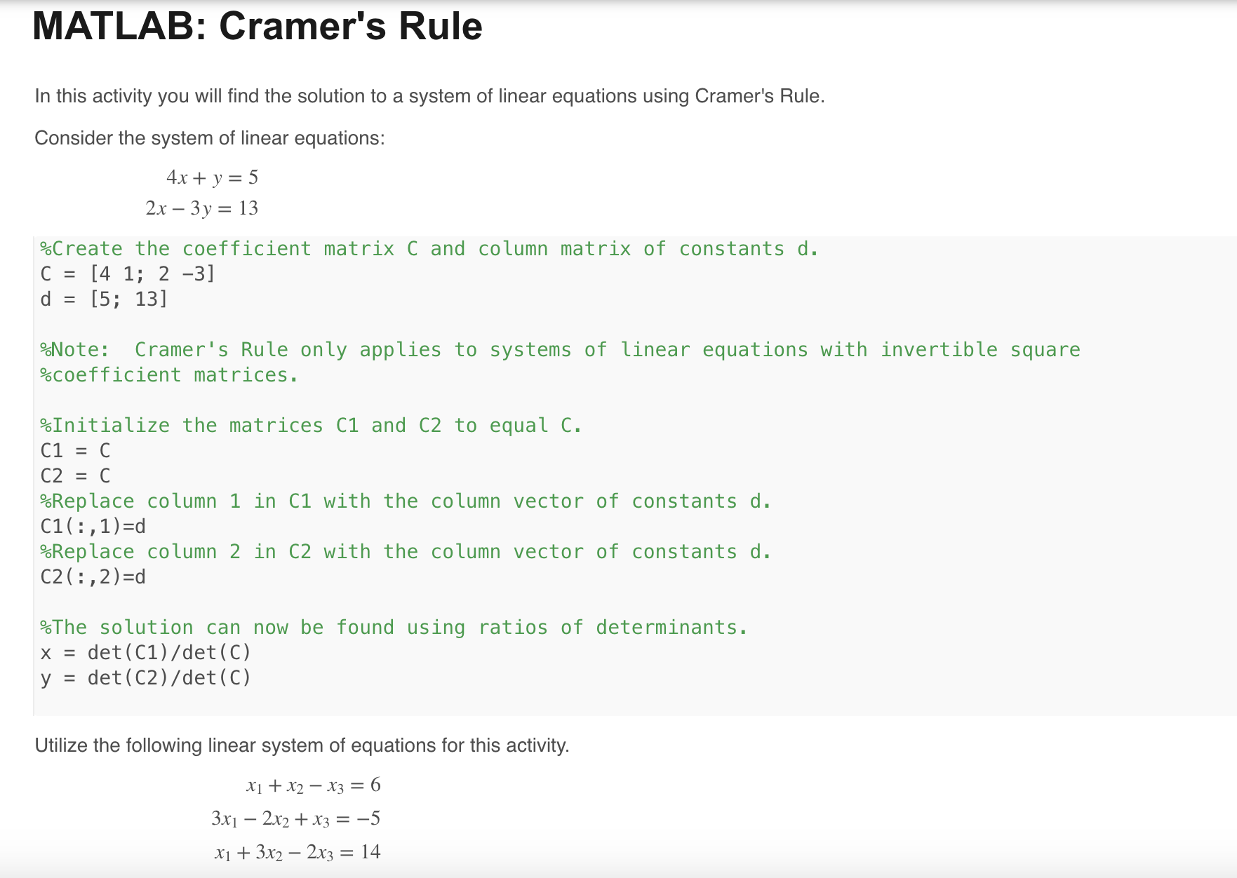 Solved \begin{tabular}{l|l} 1 & % Create the coefficient | Chegg.com