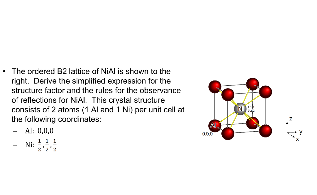 Solved . The ordered B2 lattice of NiAl is shown to the | Chegg.com