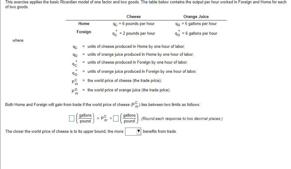 Solved This exercise applies the basic Ricardian model of | Chegg.com