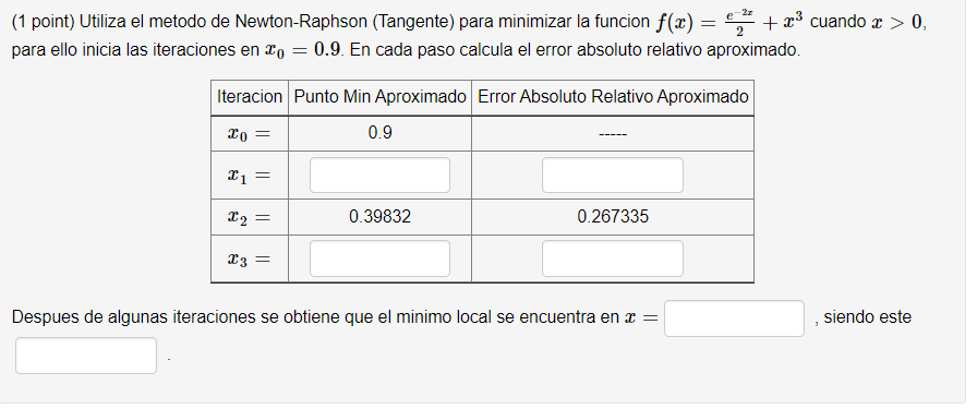 Solved Use the Newton-Raphson (Tangent) method to minimize | Chegg.com
