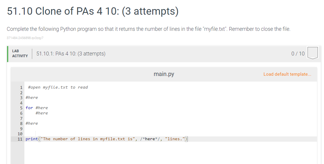 Solved 51.10 Clone of PAs 4 10: (3 attempts) Complete the | Chegg.com