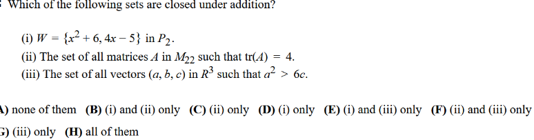 Solved Which of the following sets are closed under | Chegg.com