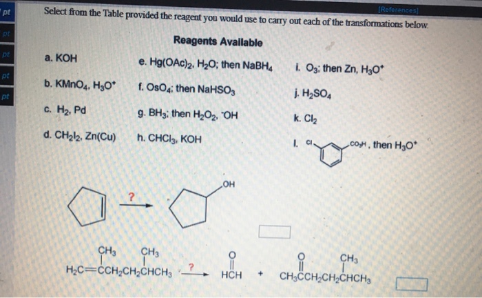 Solved Refereno Select from the Table provided the reagent | Chegg.com Solved Refereno Select from the Table provided the reagent | Chegg.com