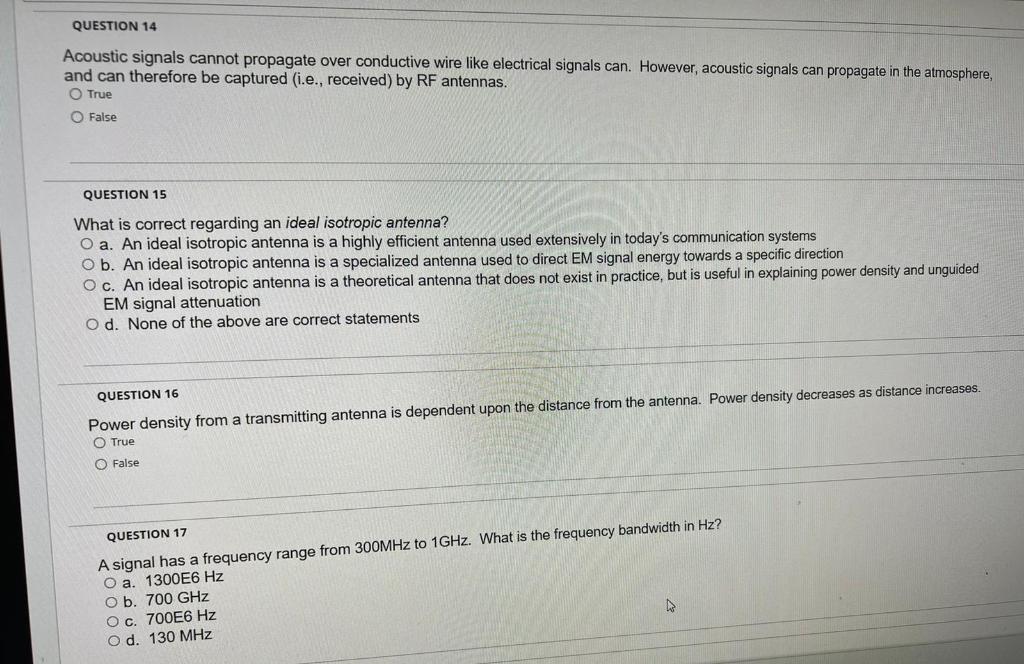 Solved Acoustic signals cannot propagate over conductive | Chegg.com