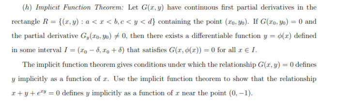 Solved H Implicit Function Theorem Let Gxy Have