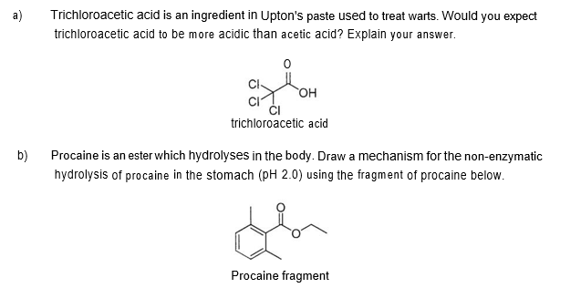 Solved Trichloroacetic acid is an ingredient in Upton's | Chegg.com