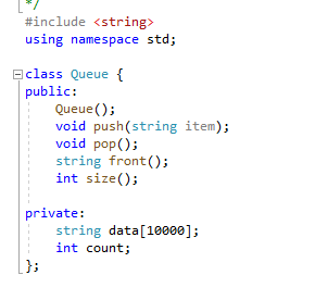 Solved #include using namespace std; Elclass Queue { | Chegg.com