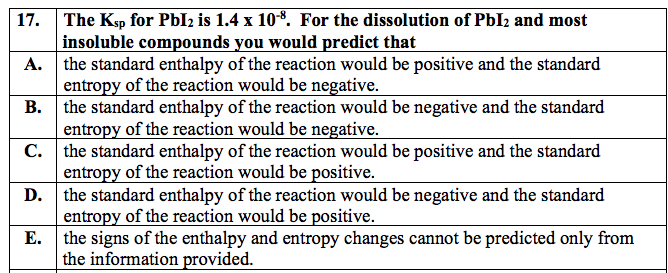 Solved 17. The Ksp for Pblz is 1.4 x 10-8. For the | Chegg.com