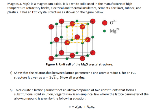 Solved Magnesia, MgO, is a magnesium oxide. It is a white | Chegg.com