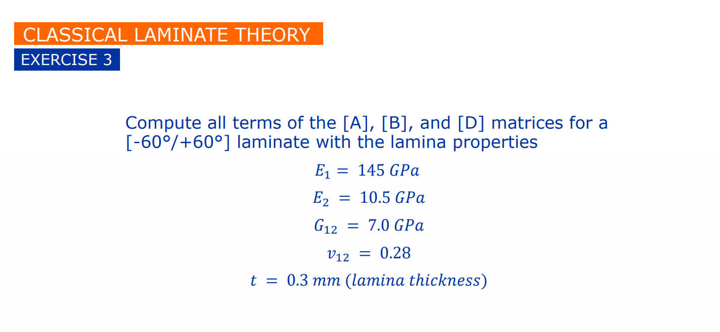 Solved CLASSICAL LAMINATE THEORYEXERCISE 3Compute all terms | Chegg.com