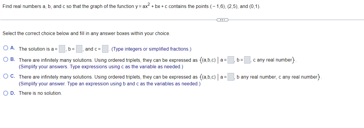 Solved Find real numbers a,b, and c so that the graph of the | Chegg.com