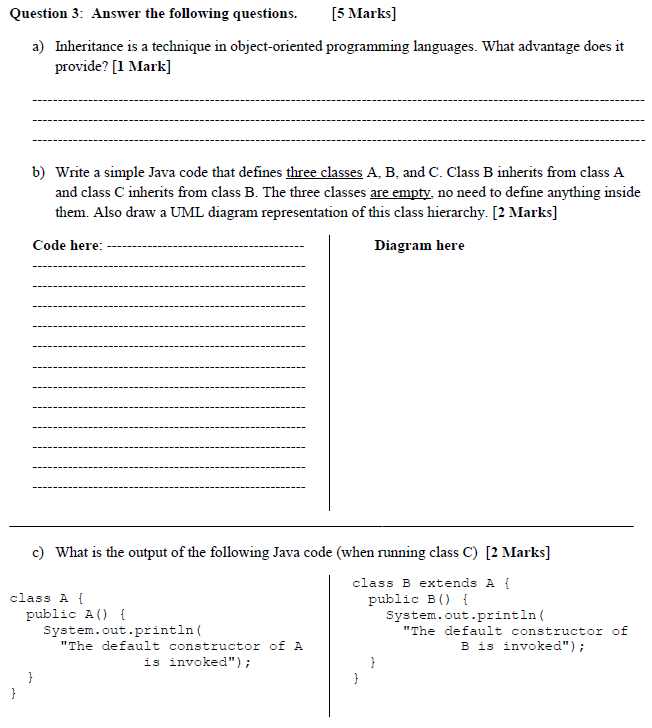 Solved Question 3: Answer the following questions. [5 Marks] | Chegg.com