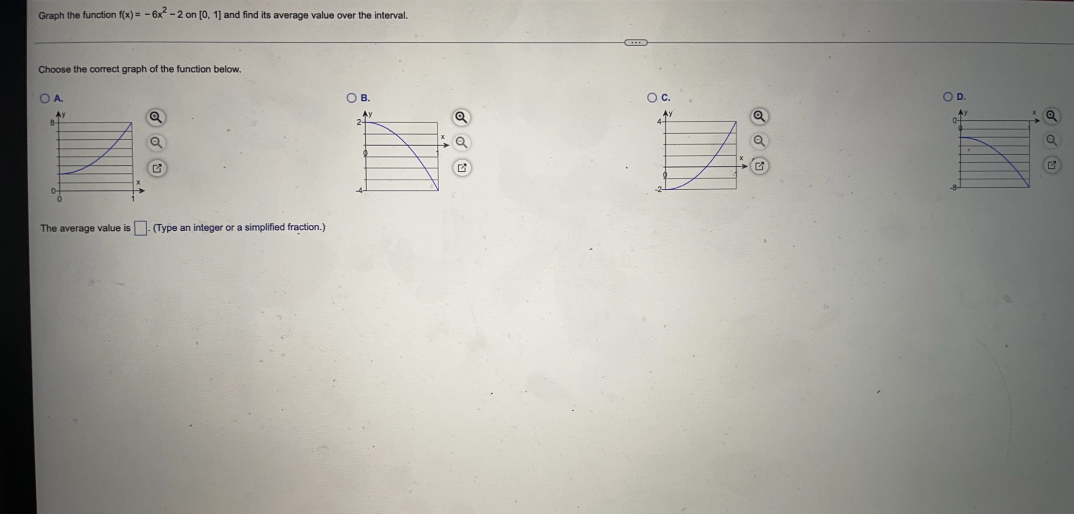 Solved Graph the function f(x)=−6x2−2 on [0,1] and find its | Chegg.com