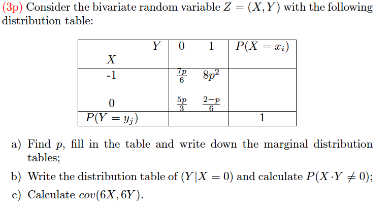 Solved = (3p) Consider the bivariate random variable Z = | Chegg.com
