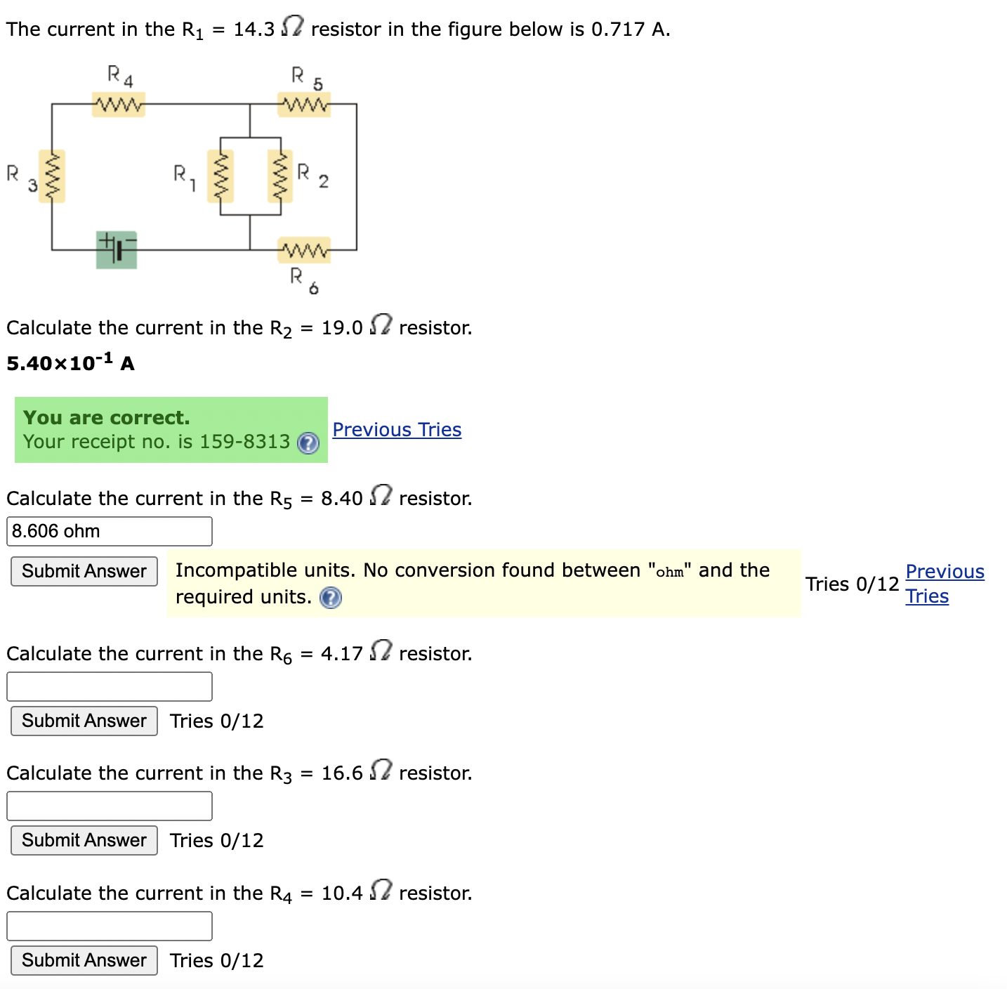 Solved The current in the R1 = 14.3 $\Omega$ resistor in the | Chegg.com