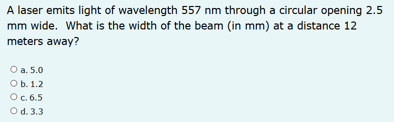 Solved A laser emits light of wavelength 557 nm through a | Chegg.com