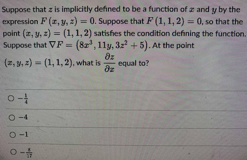 Solved Suppose that z is implicitly defined to be a function | Chegg.com