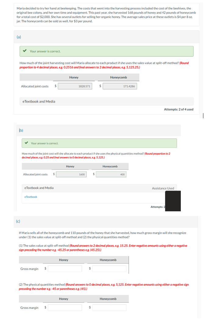 Solved Maria decided to try her hand at beekeeping. The | Chegg.com