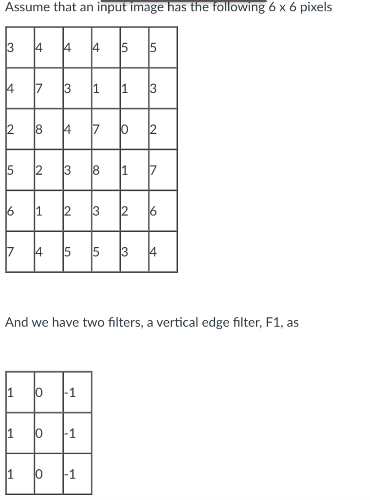 Solved Assume that an input image has the following 6×6 | Chegg.com