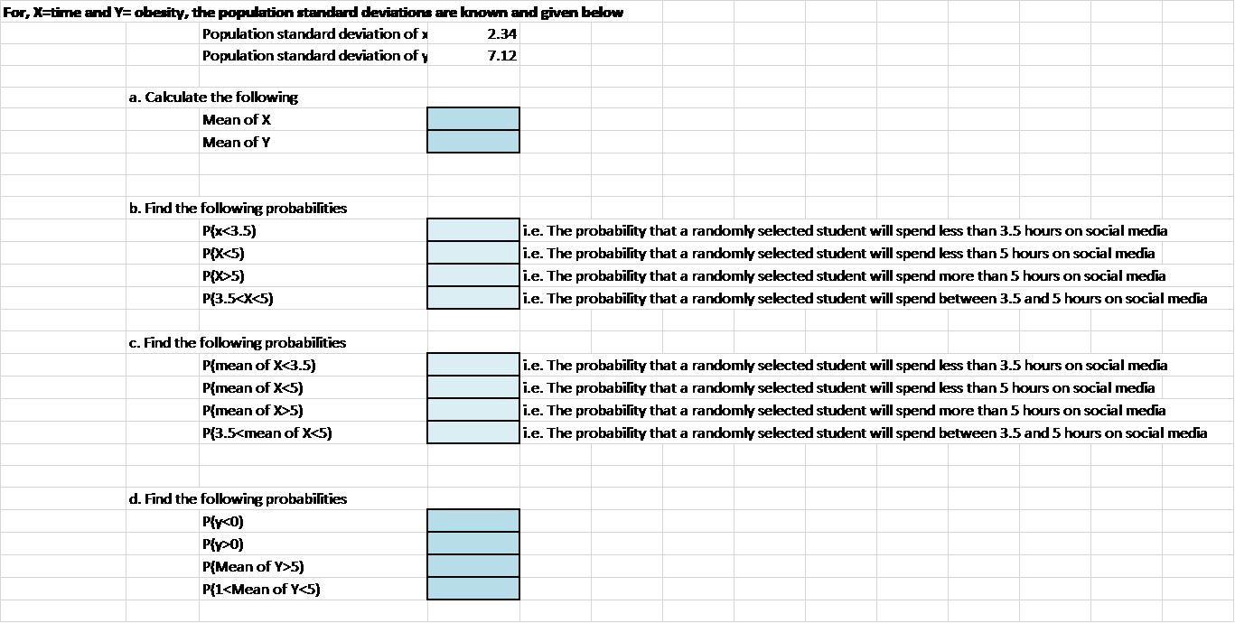 Solved Please calculate the above probabilities using EXCEL | Chegg.com