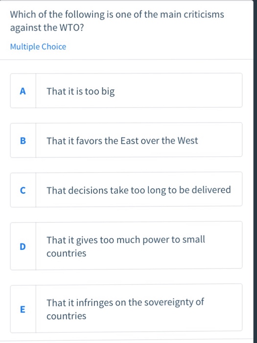 Solved Which of the following is one of the main criticisms | Chegg.com