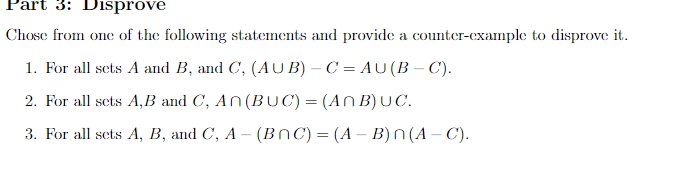 Solved Part 3: Disprove Chose from one of the following | Chegg.com