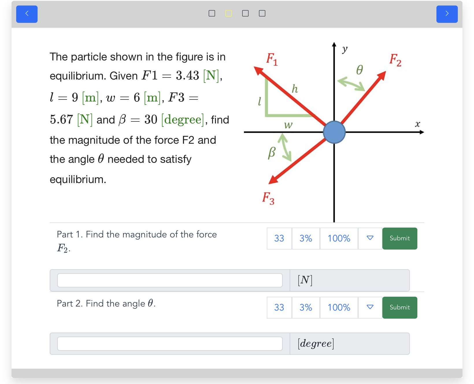 Solved The particle shown in the figure is in equilibrium. | Chegg.com