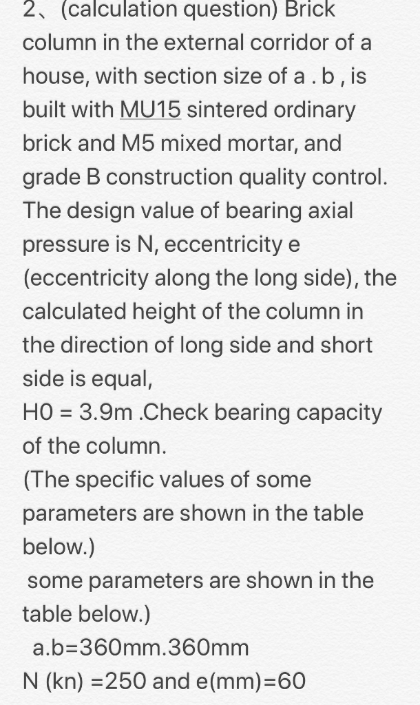 2. (calculation question) Brick column in the | Chegg.com
