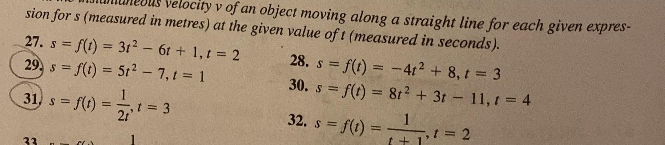 Solved sion for s (measured in metres) of an object moving | Chegg.com