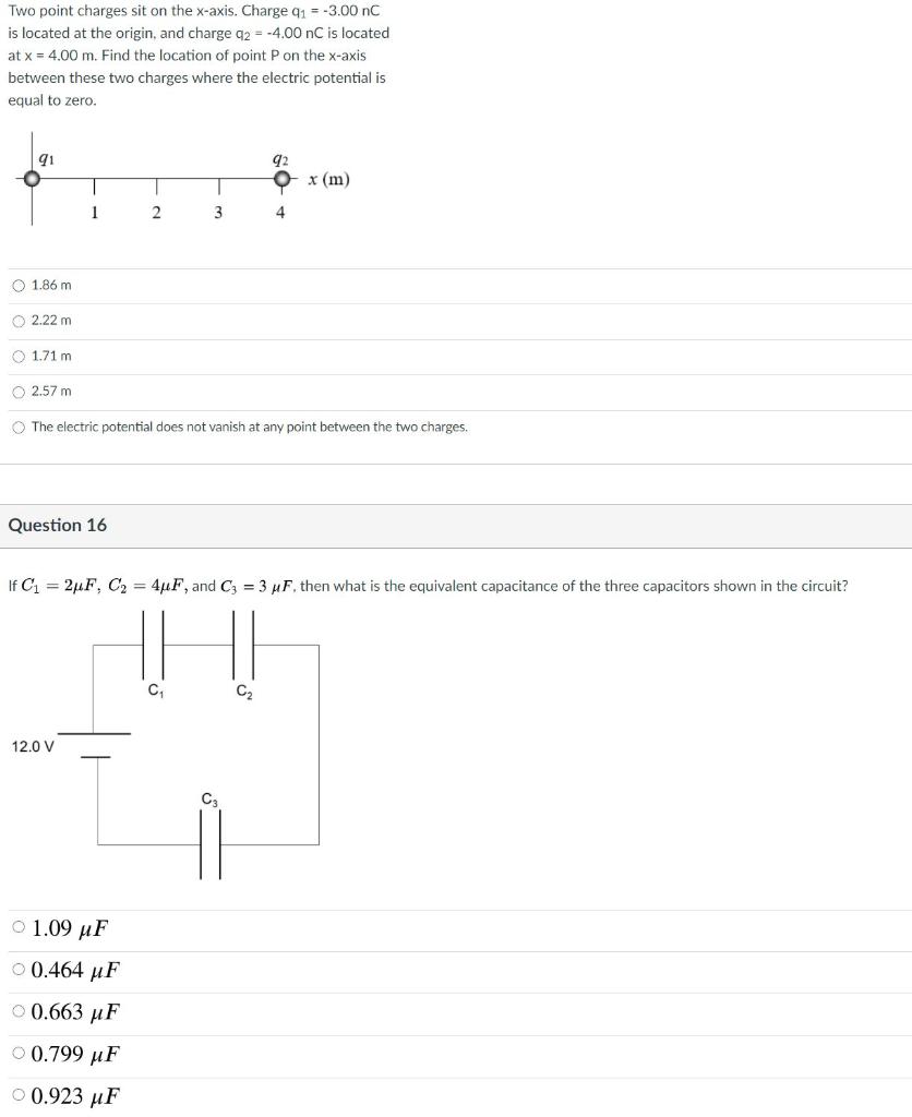 Solved Two point charges sit on the x-axis. Charge q1 = | Chegg.com