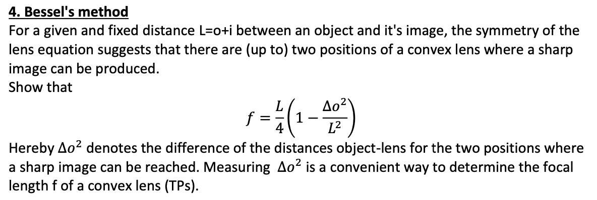 Solved 4. Bessel's method For a given and fixed distance | Chegg.com