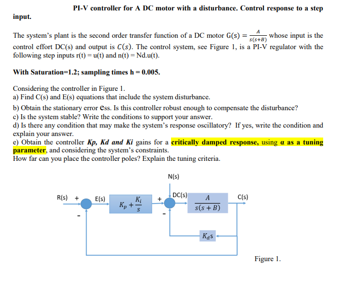 Solved PI-V controller for A DC motor with a disturbance. | Chegg.com