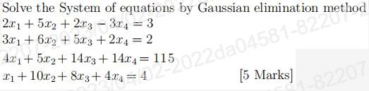 Solved Solve the System of equations by Gaussian elimination | Chegg.com