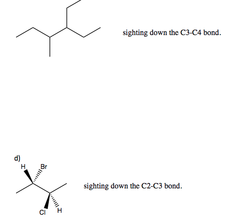 Solved sighting down the C3-C4 bond. d) H. Br sighting down | Chegg.com