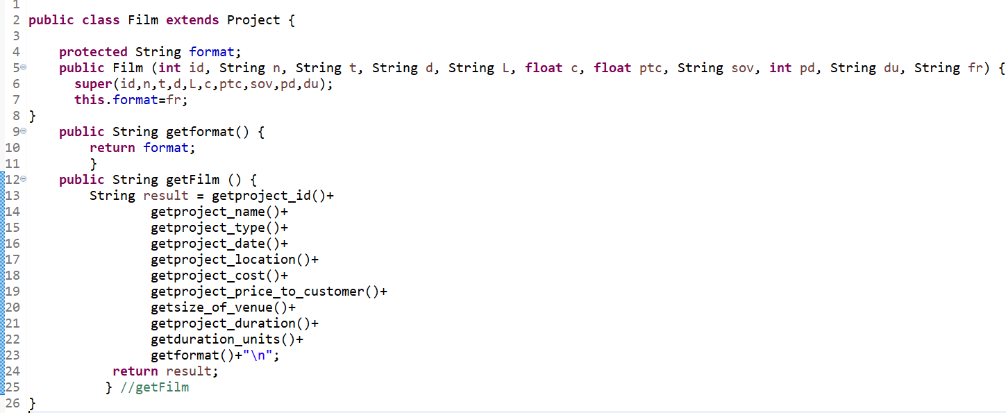 Solved public class Theater extends Project \{ protected | Chegg.com