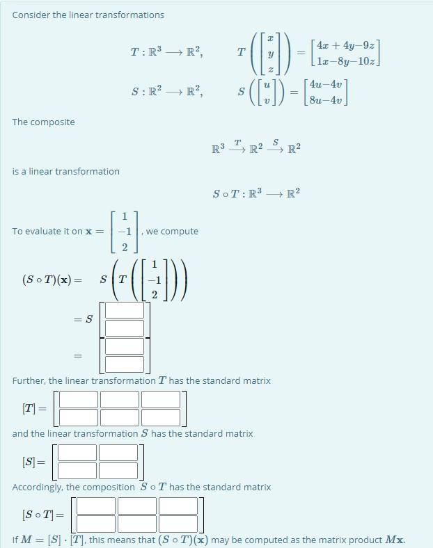 Solved Consider the linear transformations T:R3 + R2 T (ED | Chegg.com