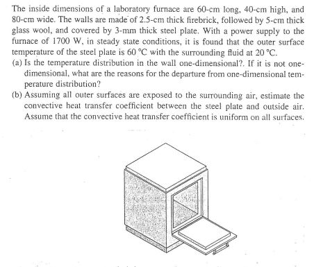 Solved The inside dimensions of a laboratory furnace are | Chegg.com