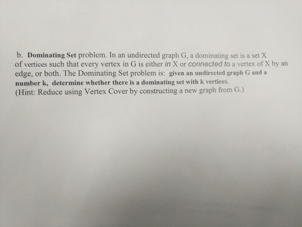 Solved The Vertex Cover problem is: Given a graph G = (V, E) | Chegg.com