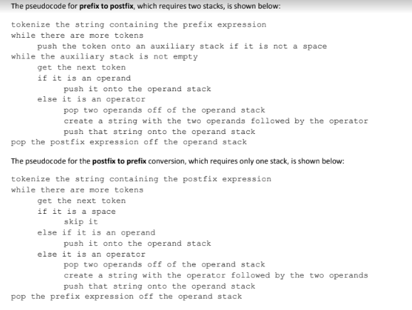 Solved The Pseudocode For Prefix To Postfix Which Requires