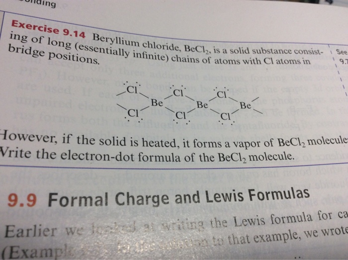 Solved Beryllium chloride, BeCI_2, is a solid substance | Chegg.com