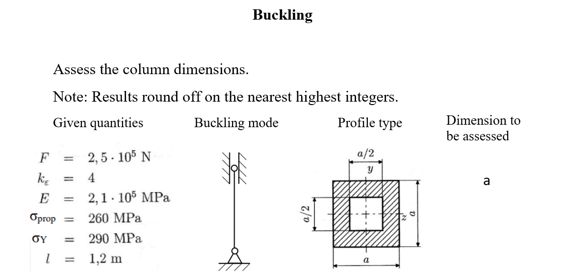 Solved Buckling Assess the column dimensions. Note: Results | Chegg.com