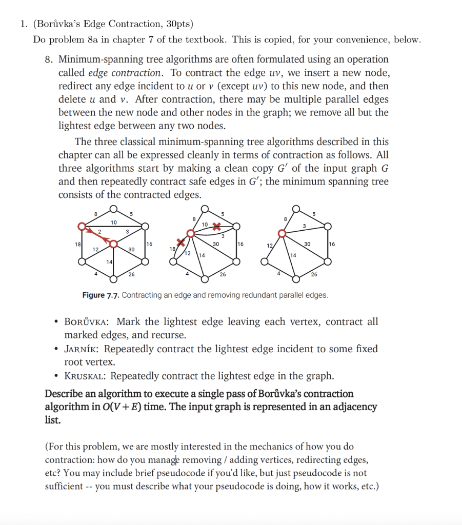 (Borưvka's Edge Contraction, 30pts) Do problem 8a in | Chegg.com