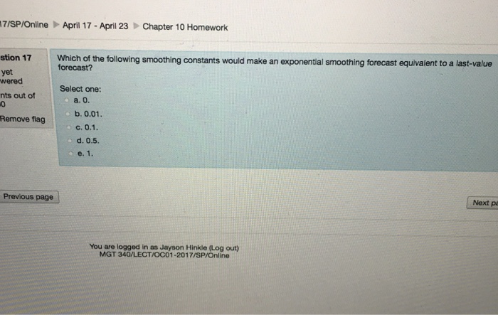 Solved 01-2017/SPIOnline April 17 April 23 Chapter 10 | Chegg.com