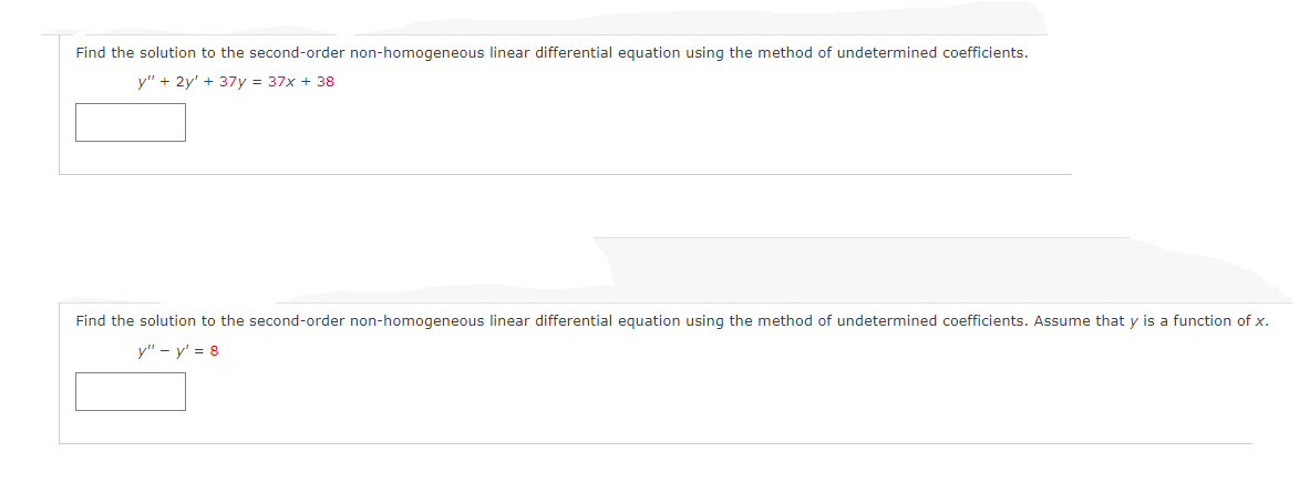 Solved Find The Solution To The Second Order Non Homogeneous 3962