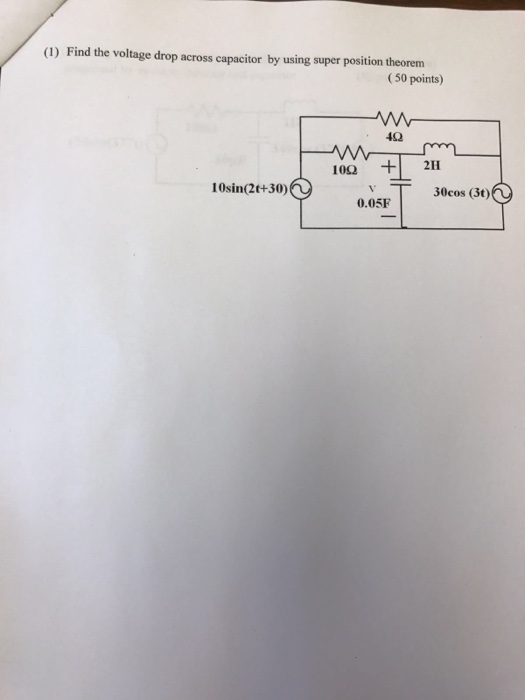 Solved Find the voltage drop across capacitor by using super | Chegg.com