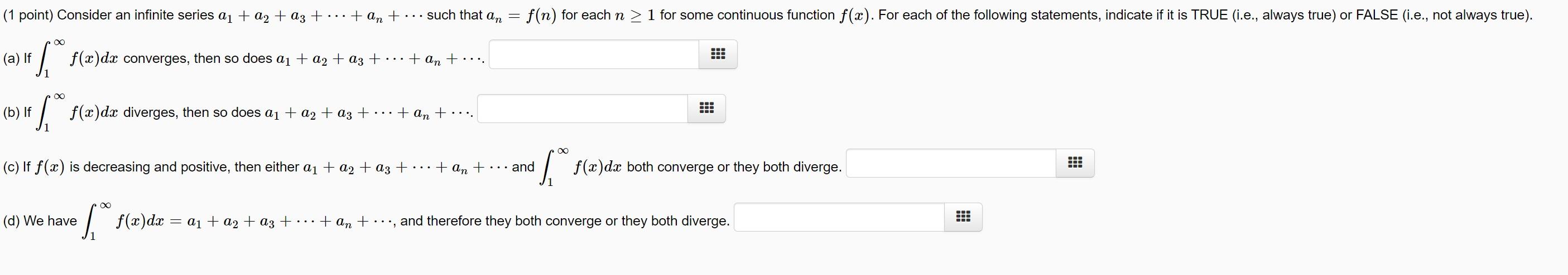 Solved (1 point) Consider an infinite series a1 + a2 + a3 | Chegg.com