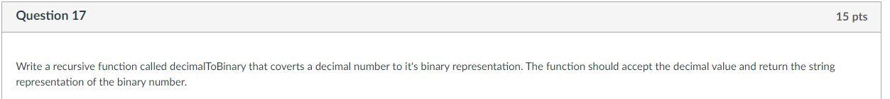 Solved Question 17 15 pts Write a recursive function called | Chegg.com