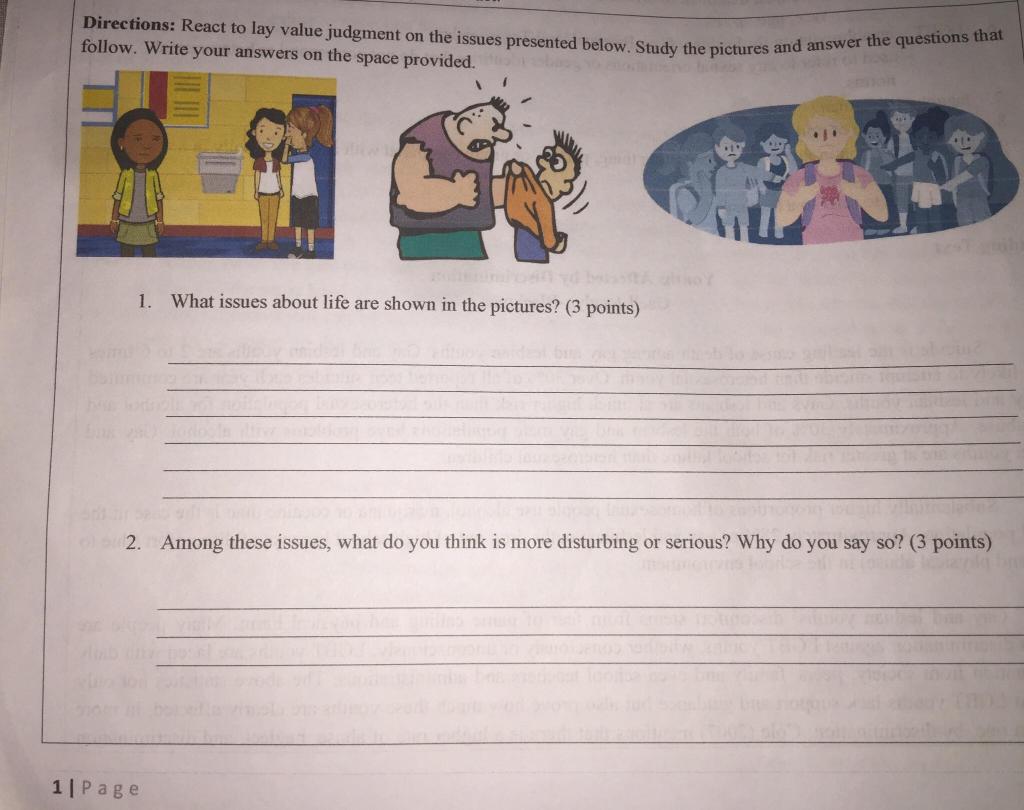 Solved Directions: React to lay value judgment on the issues | Chegg.com
