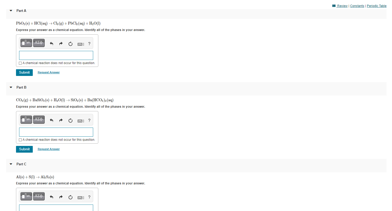 Solved II Review Constants Periodic Table Part A PbO2 (s) + | Chegg.com